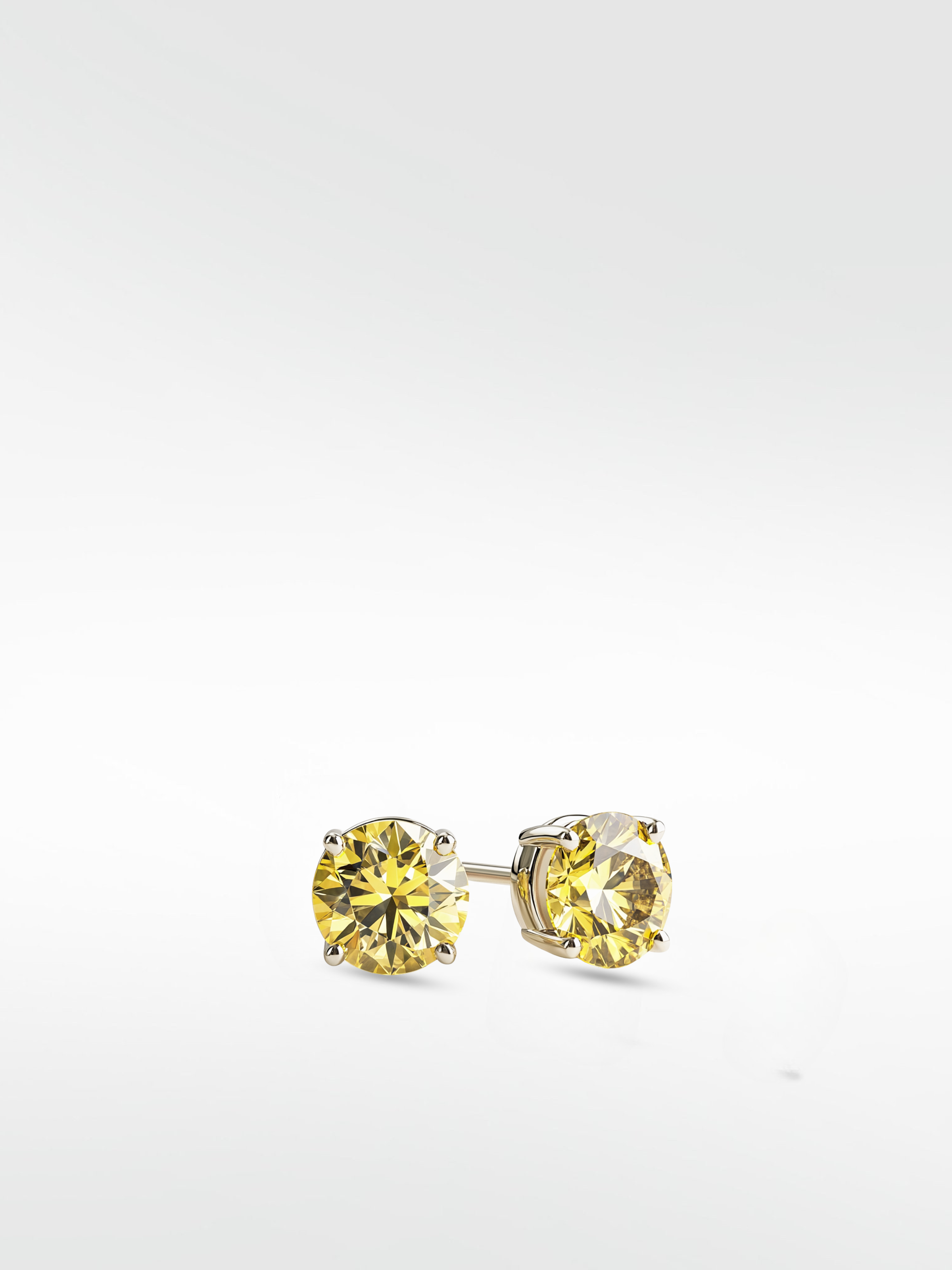 Lime Yellow Diamond Stud Earrings | Brilliant Round Lab-Grown Diamonds ...